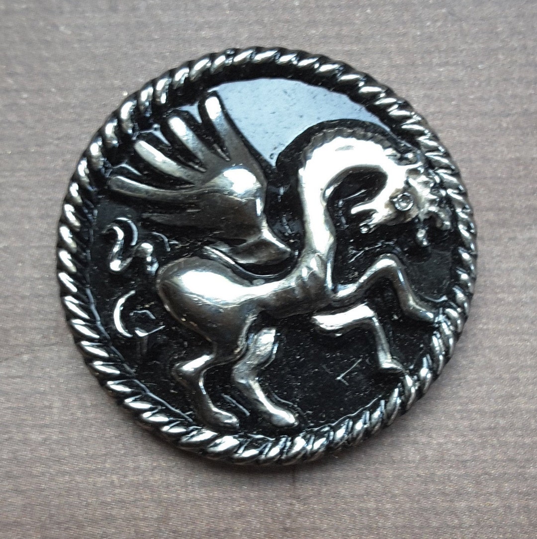 Vintage Large Glass 1930's Pegasus Button. - Etsy