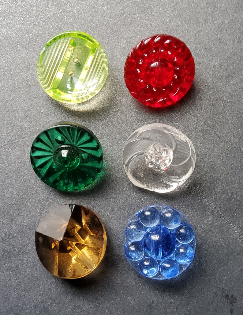Vintage Collection of Six Clear Glass Buttons. - Etsy
