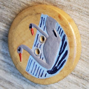 Vintage Large 1930's Hand Painted Wooden Swans Button. - Etsy