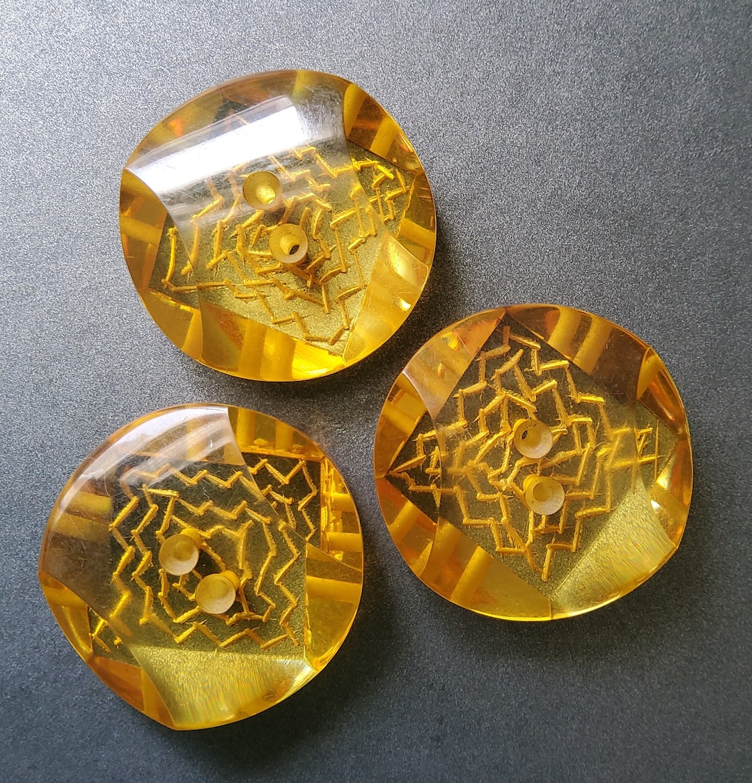 Vintage Trio of 1950's Large Lucite Engraved Buttons - Etsy