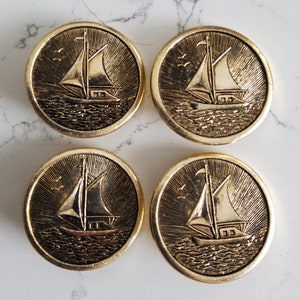 Vintage Set of Four Large Sailing Boat Alloy Coat Buttons. - Etsy