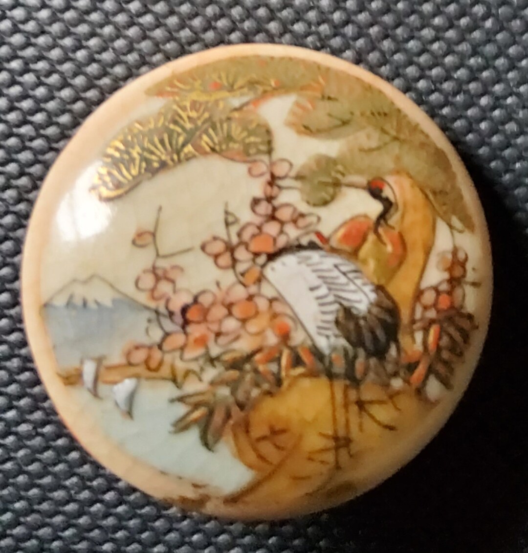Vintage Detailed 19th Century Hand Painted Satsuma Button. - Etsy