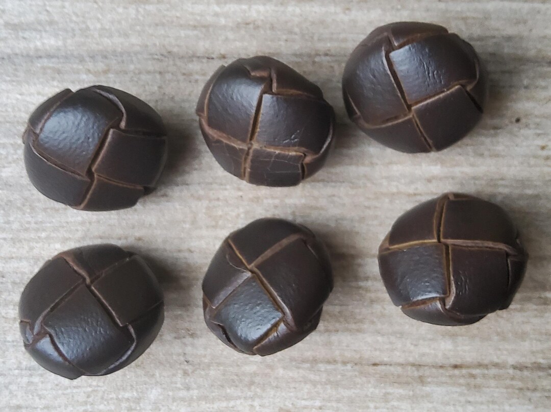 Vintage Set of Six Dark Brown Leather Buttons. - Etsy