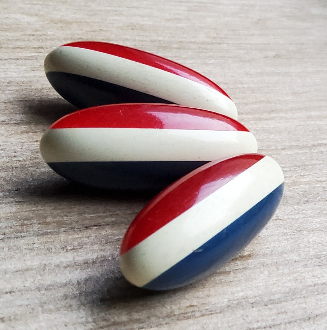 Vintage Set of Three Large Red, White and Blue Toggle Buttons. - Etsy