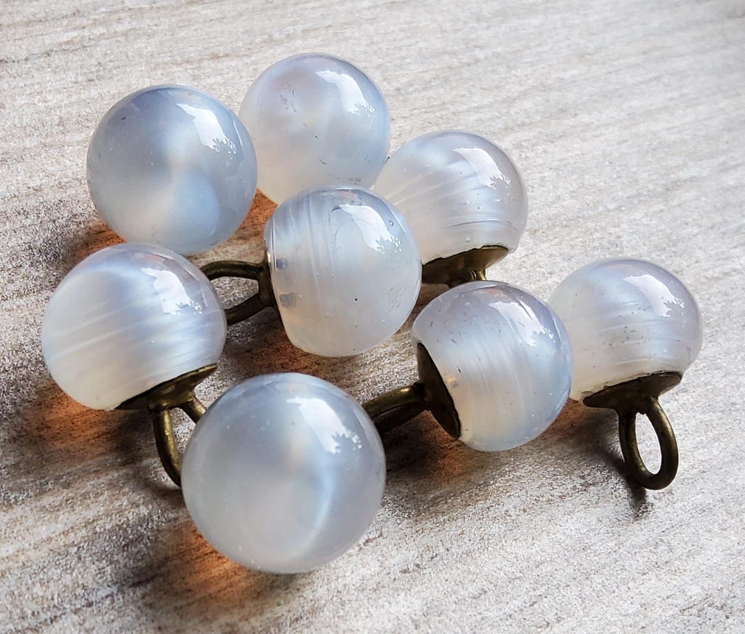 Vintage Set of Eight 1900's Pearlescent Glass Ball Buttons. - Etsy