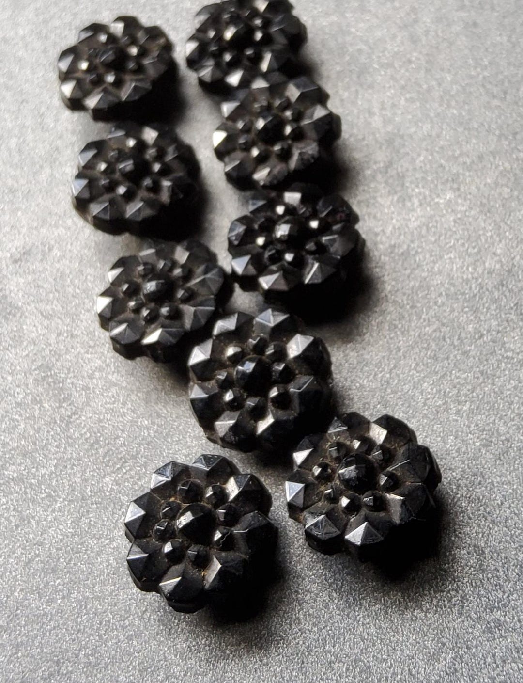Victorian Set of Nine Small Black Cut Glass Buttons. - Etsy