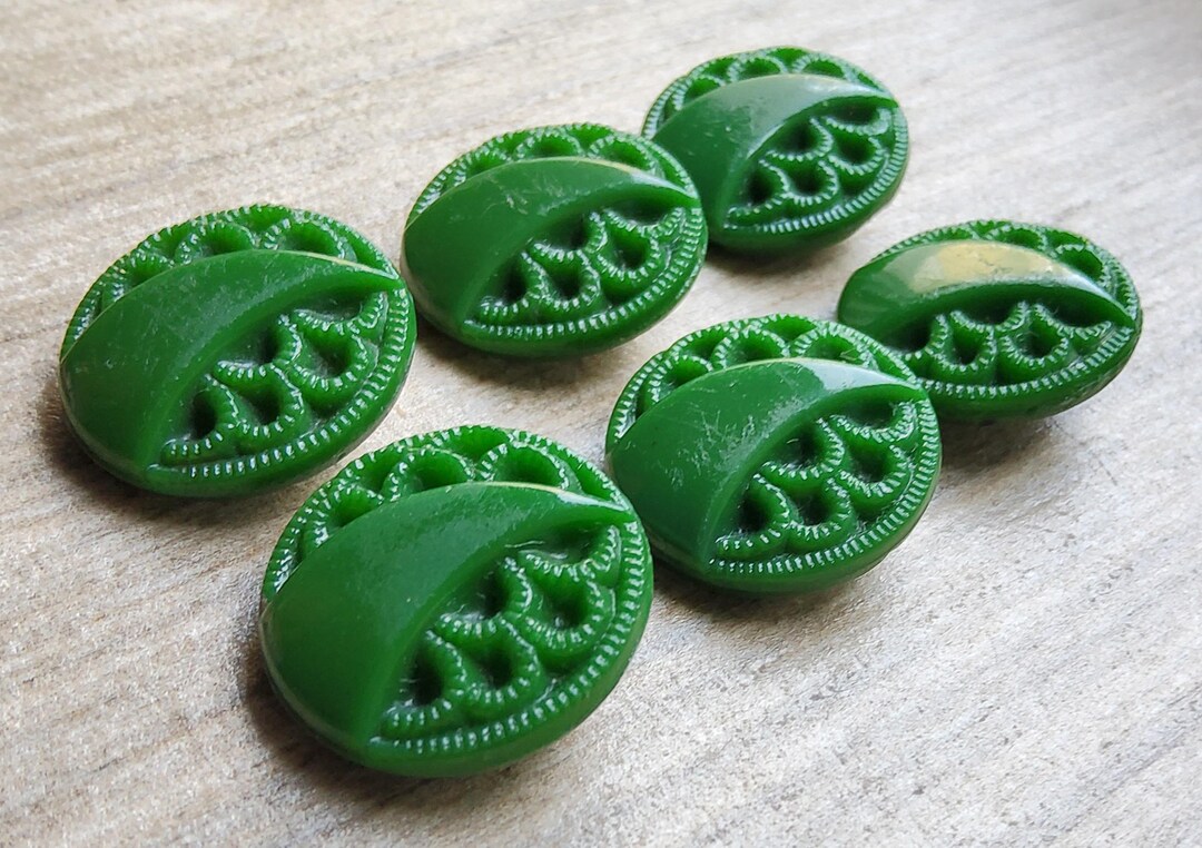 Vintage Set of Six Green 1920's Glass Buttons. - Etsy