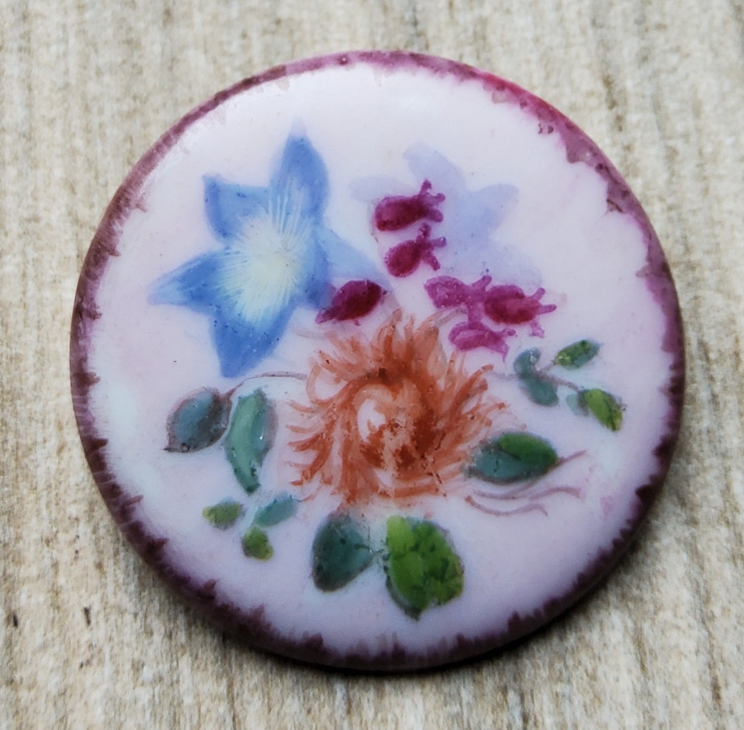 Vintage Hand Painted Early 1900's Porcelain Button. - Etsy