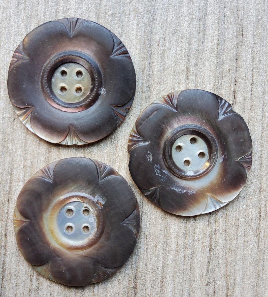 Vintage Large Trio of Hand Made Engraved MOP Buttons. - Etsy