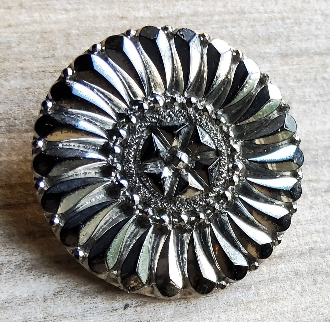 Vintage 1920's Silver Large Glass Button. - Etsy