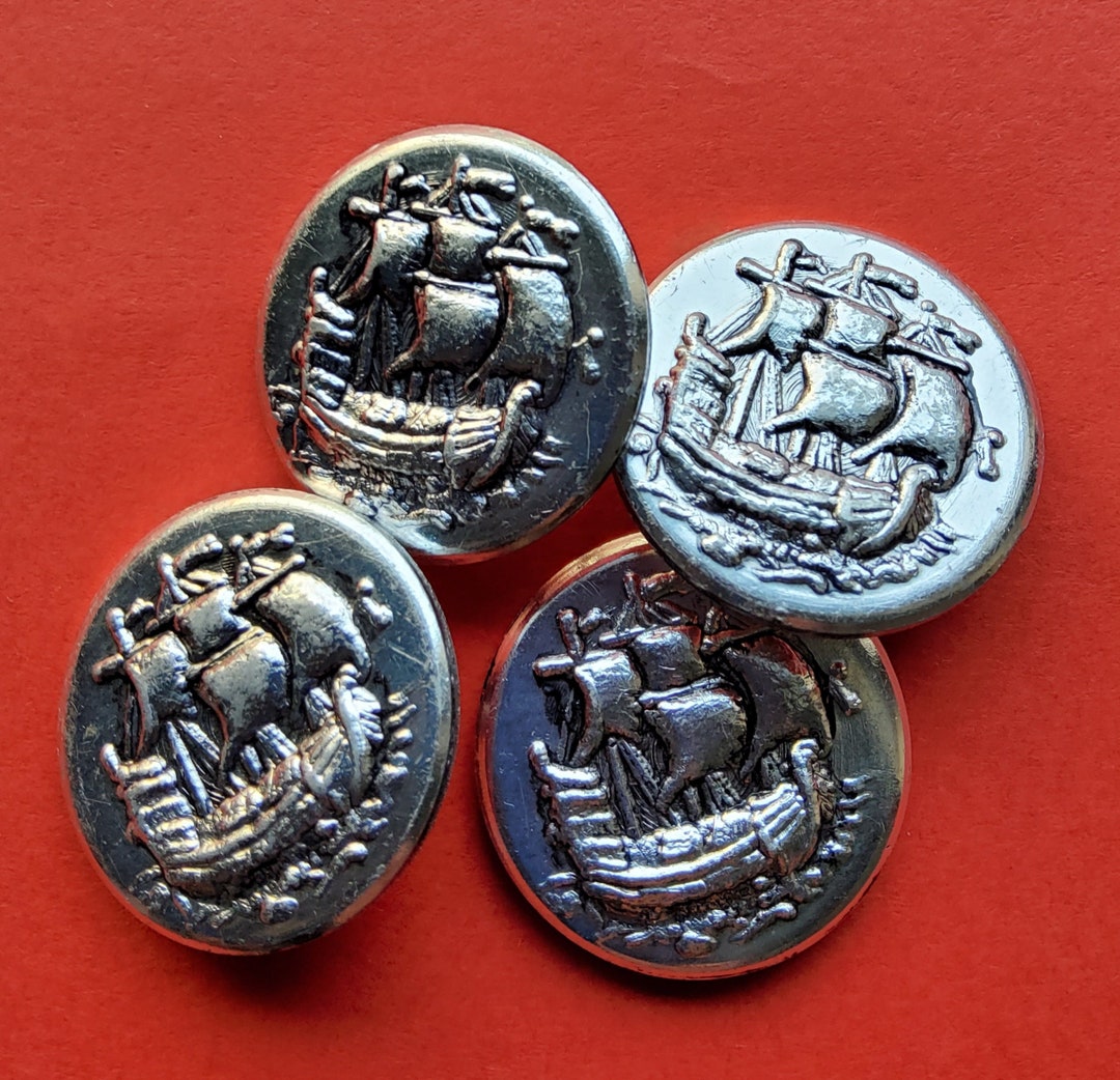 Vintage 1950's Alloy Nautical Galleon Coat Buttons. - Etsy