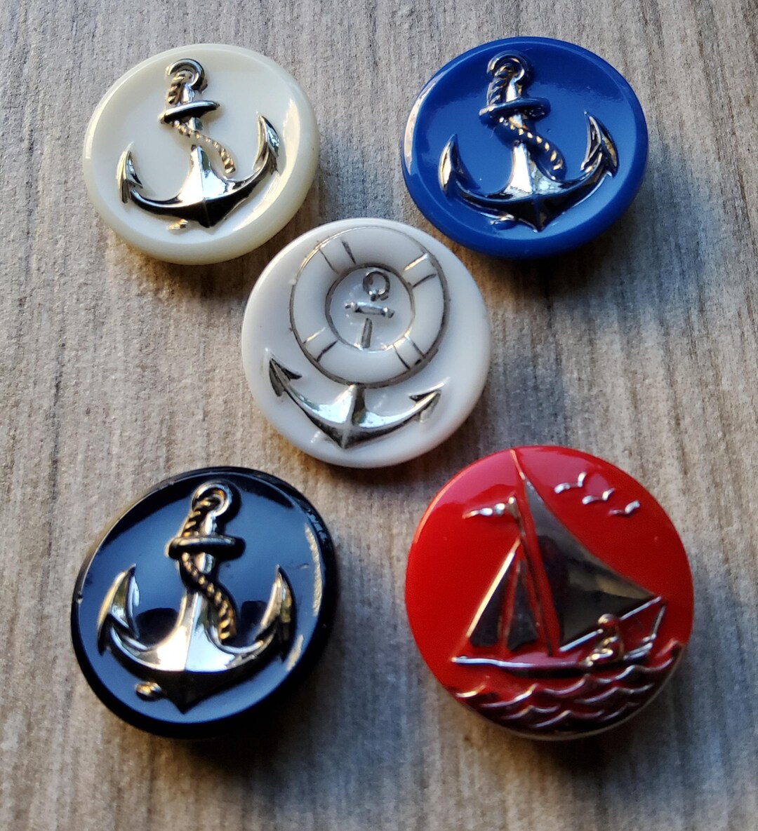 Vintage Collection of Five Large 1920-30's Nautical Glass Buttons. - Etsy