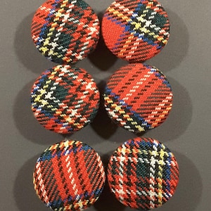 Set of 6 Tartan Fabric Buttons. - Etsy