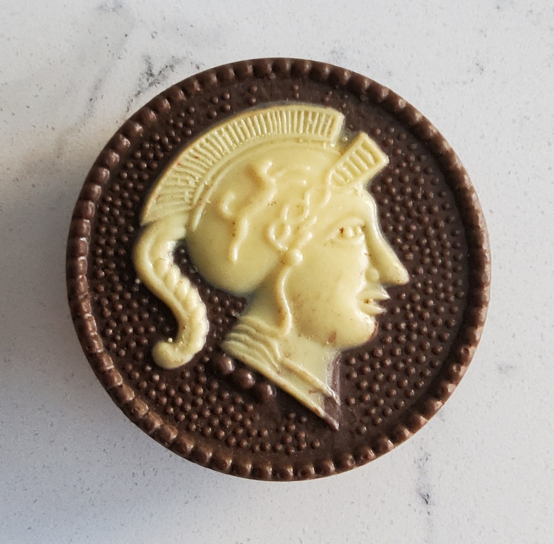 Vintage Large Plastic Roman Soldier Button. - Etsy