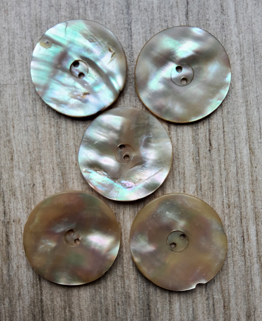 Vintage Set Five Large Early 1900's Mother of Pearl Buttons. - Etsy