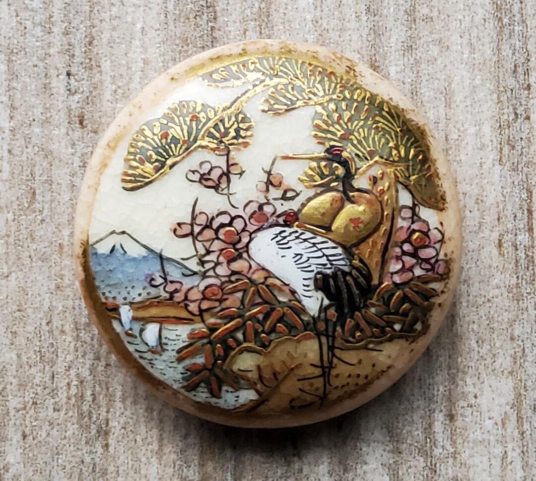 Vintage Detailed 19th Century Hand Painted Satsuma Button. - Etsy