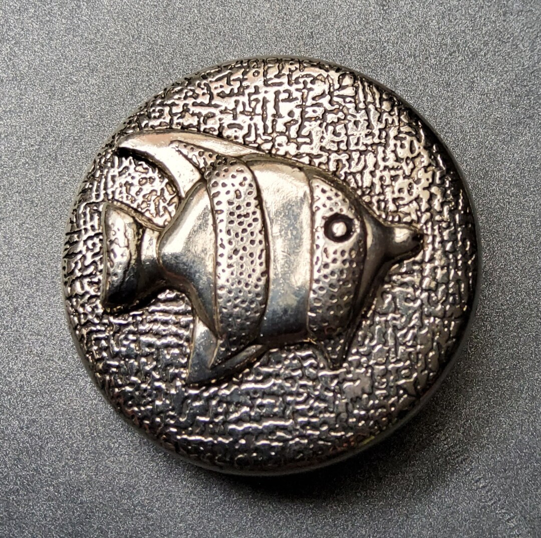 Vintage Very Large Metalized Plastic Fish Button. - Etsy UK