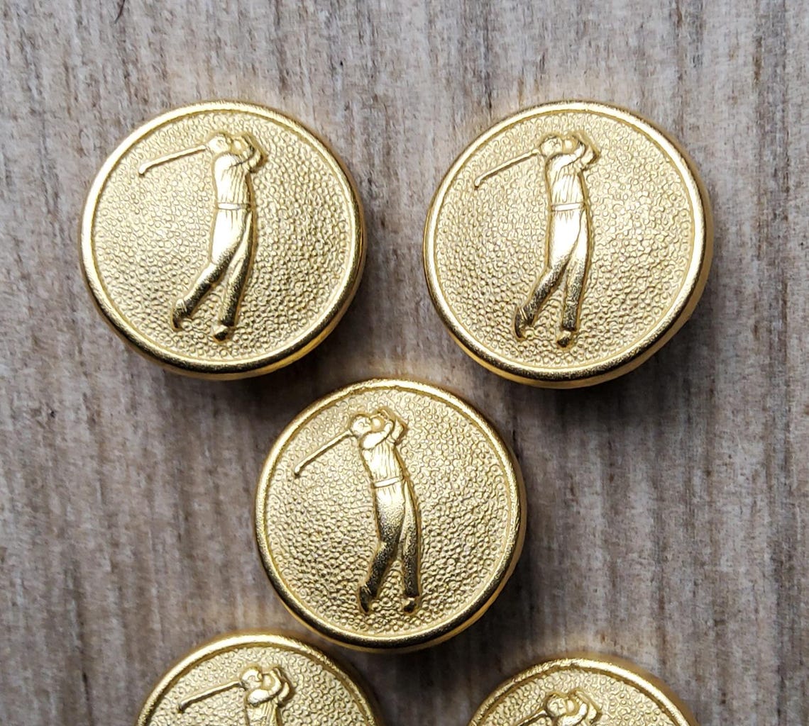 Vintage Set of Five Large Brass Golf Buttons.. - Etsy
