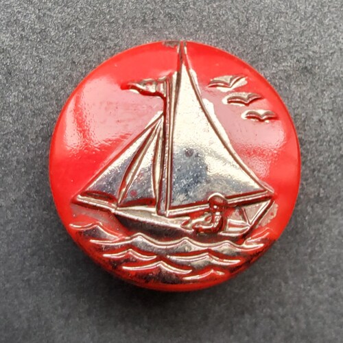 Vintage Large Czech Glass Sailing Ship Button. - Etsy