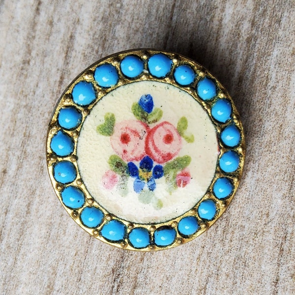 Antique Enamel Button - Etsy