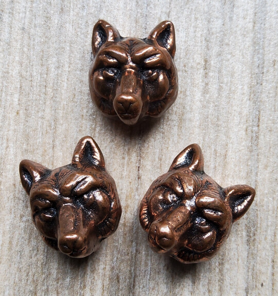 Vintage Set of Three Metal Wolf/fox Head Buttons. - Etsy UK