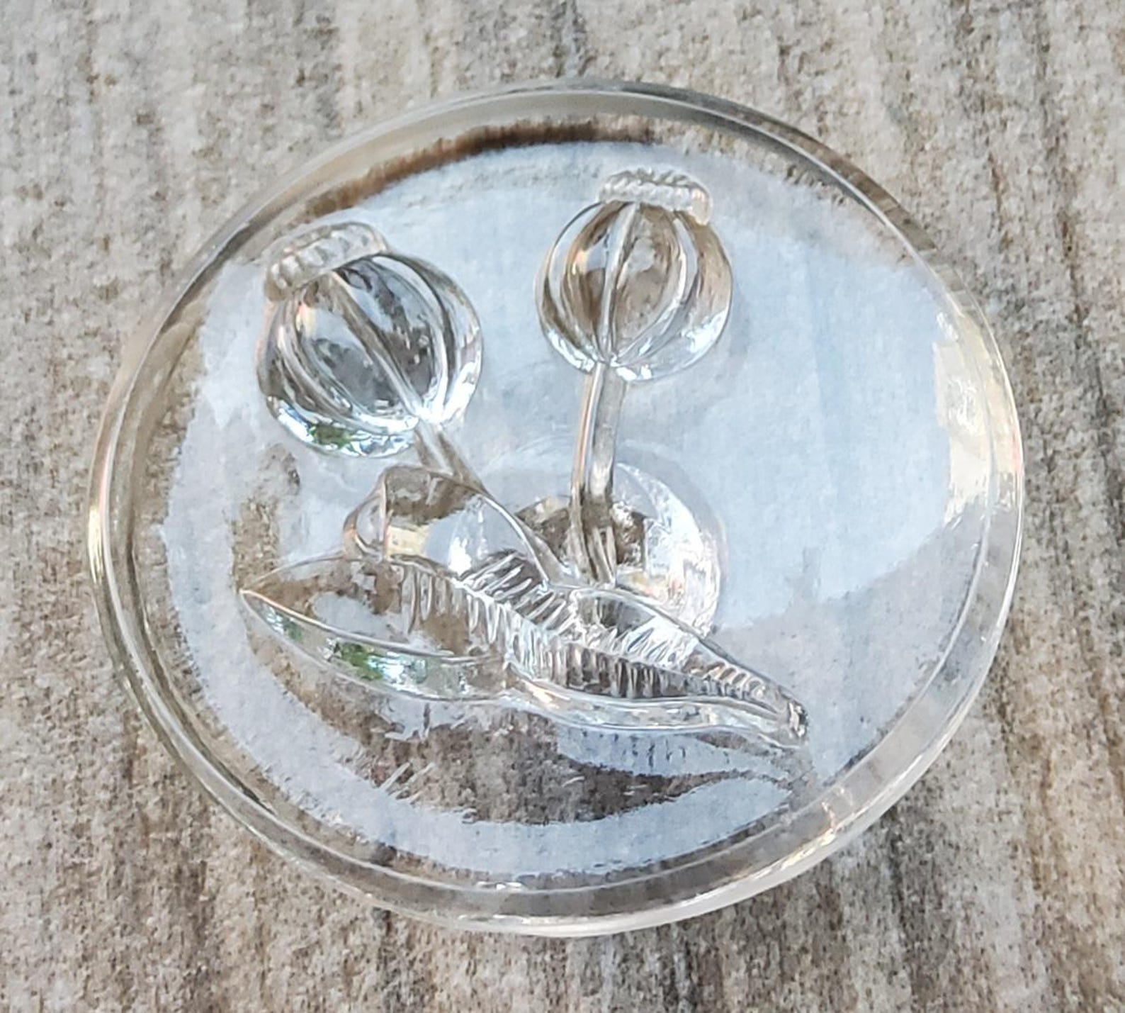 Vintage Large Clear Poppy Glass Button. - Etsy
