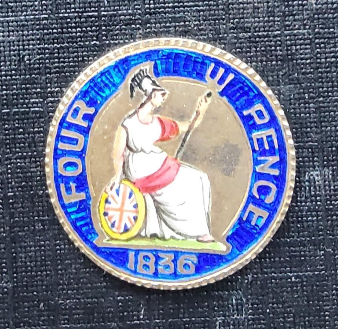 Vintage 1836 Four Pence Groat Enamel Coin Button. - Etsy