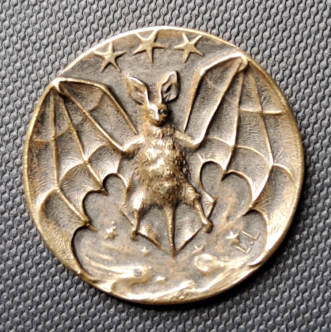 Vintage Stunning Large Signed Brass Bat Button. - Etsy