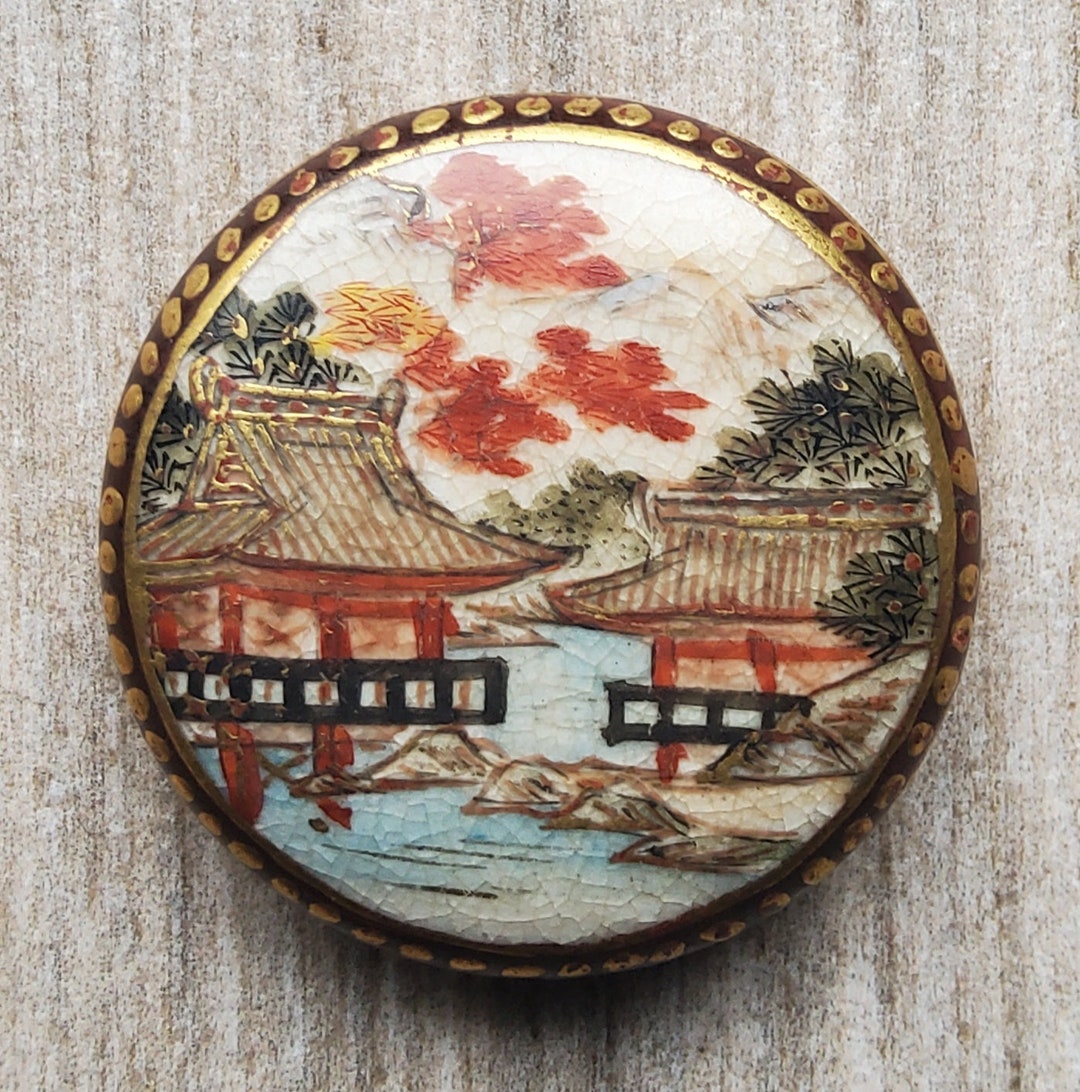 Vintage Large Japanese Satsuma Porcelain Button. - Etsy