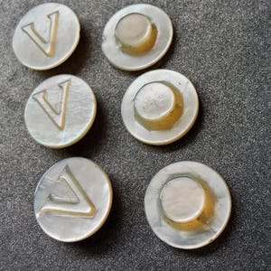 Vintage Set of Six 1900's Engraved 'V' Mother of Pearl Button. - Etsy