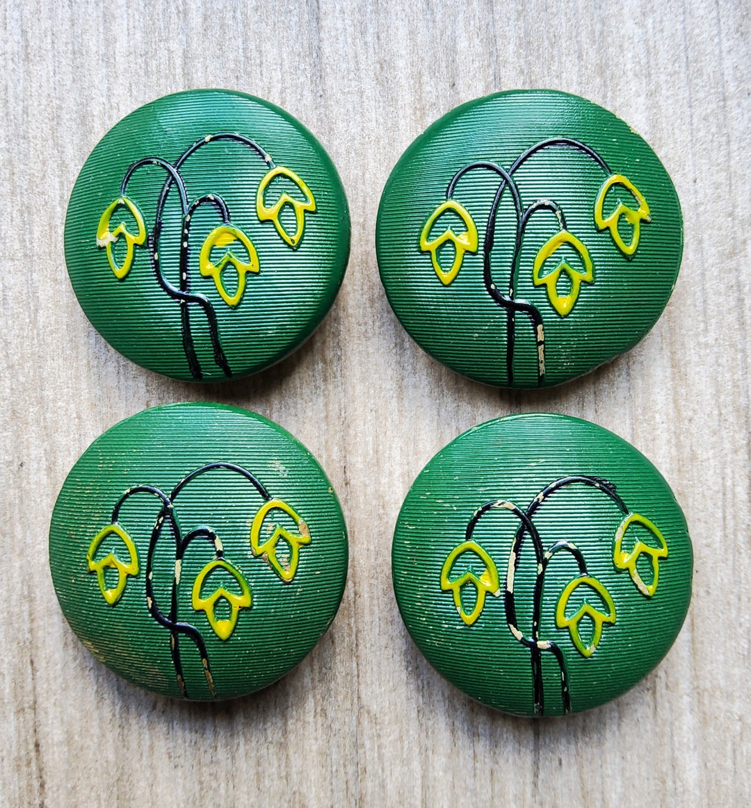 Vintage Four Large 1930's Hand Painted Wooden Buttons. - Etsy