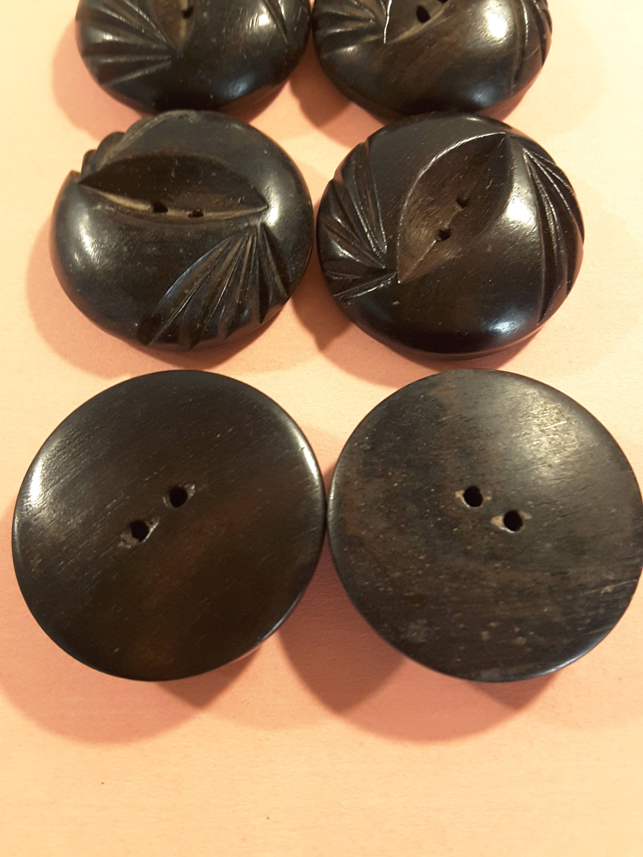 Hand Carved Wooden Buttons Set of Six. - Etsy