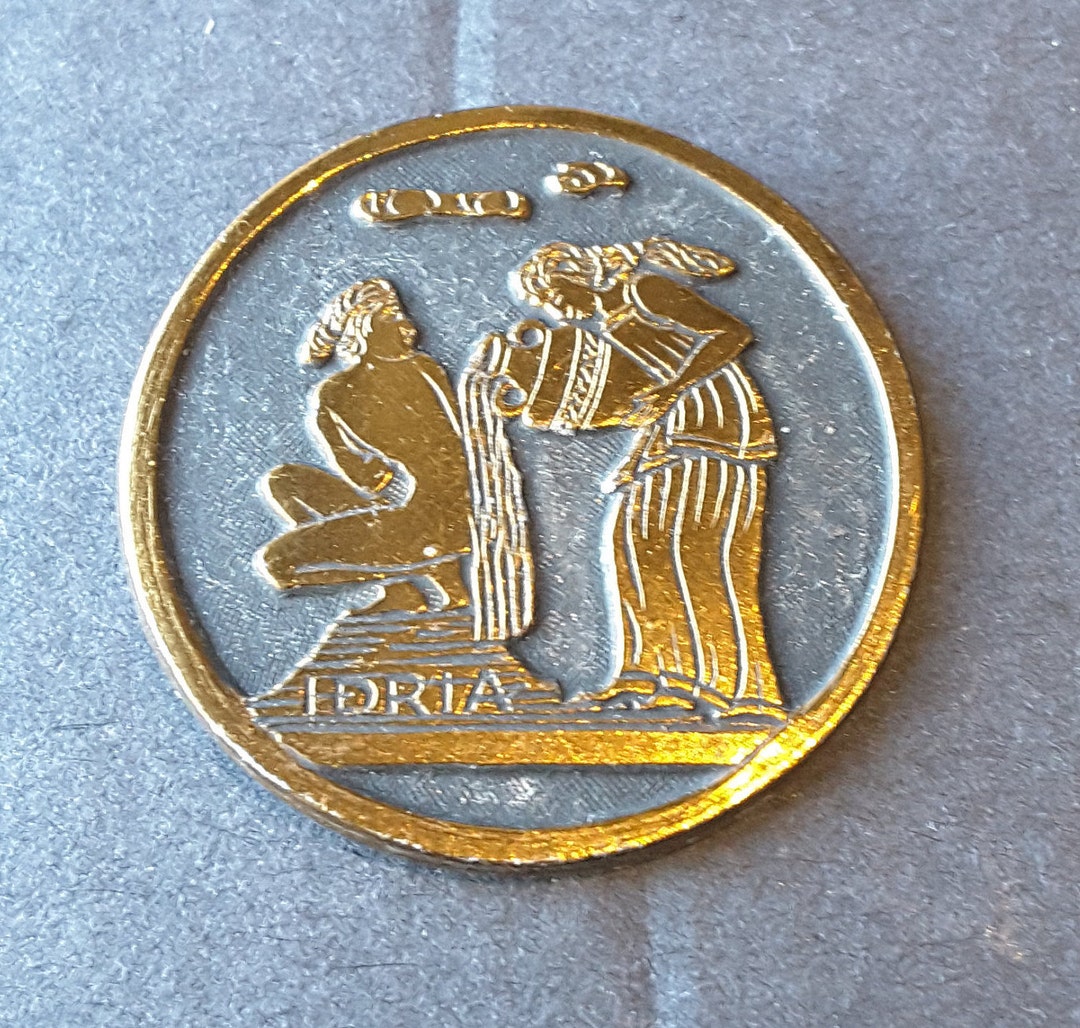 Vintage Large Metal Button With Greek Scene. - Etsy