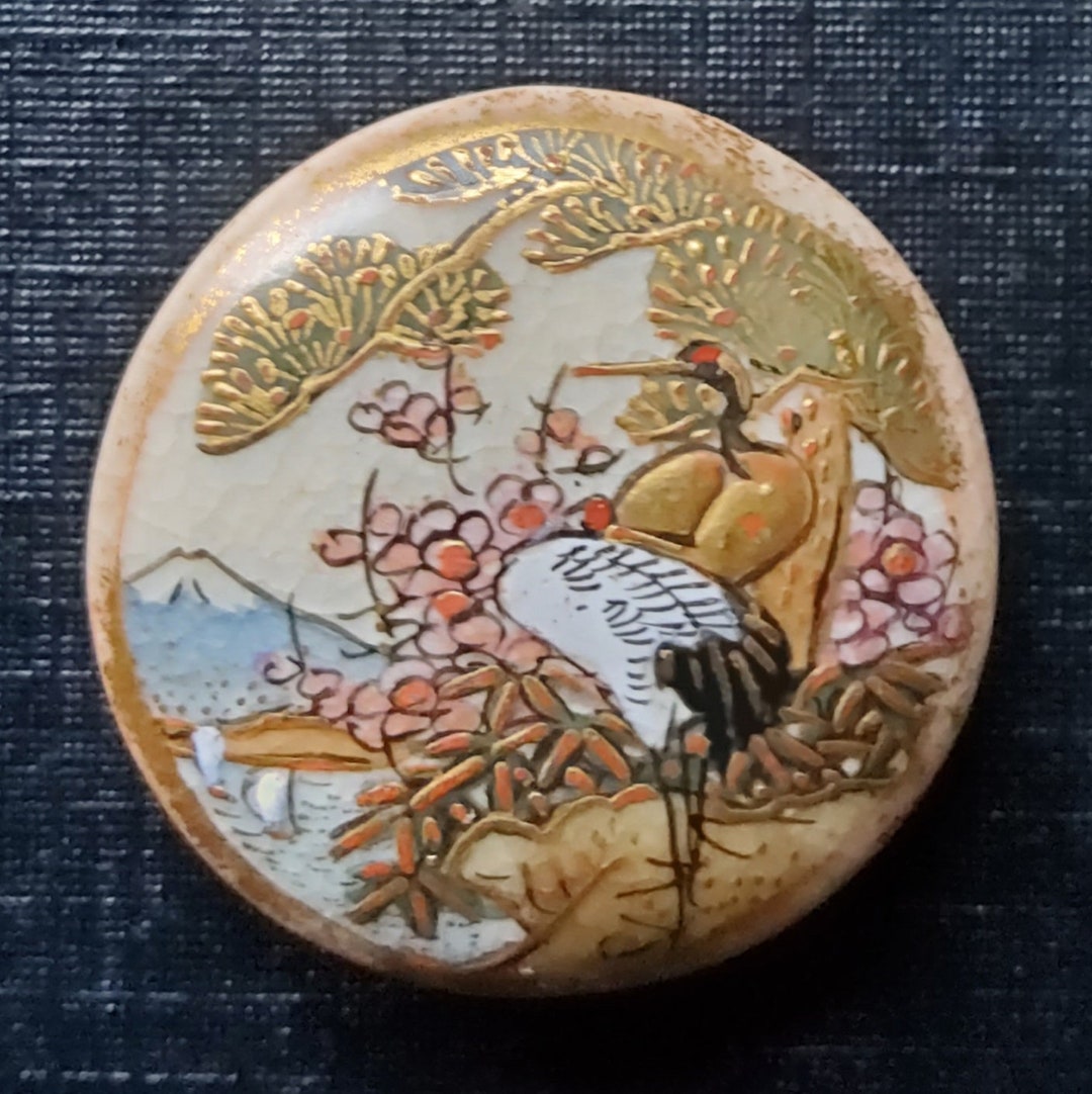 Vintage Detailed 19th Century Hand Painted Satsuma Button. - Etsy