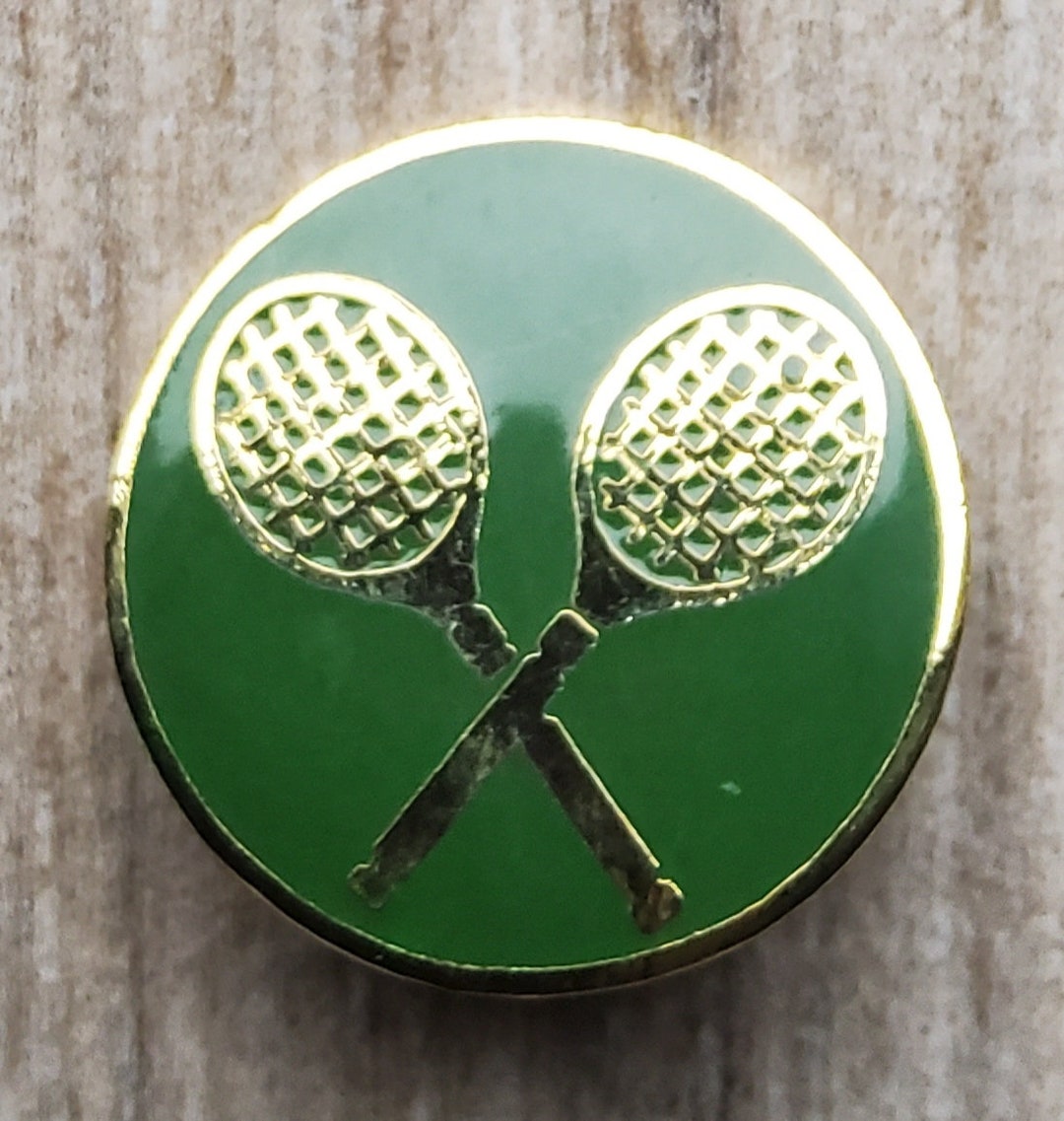 Vintage Enamel Green and Gold Tennis Button. - Etsy
