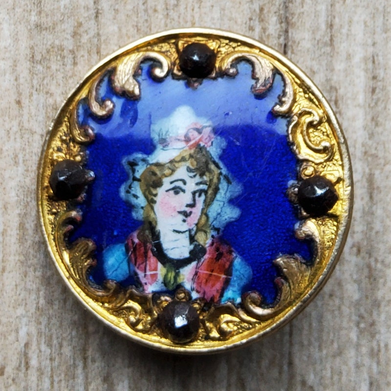 Antique Enamel Button - Etsy