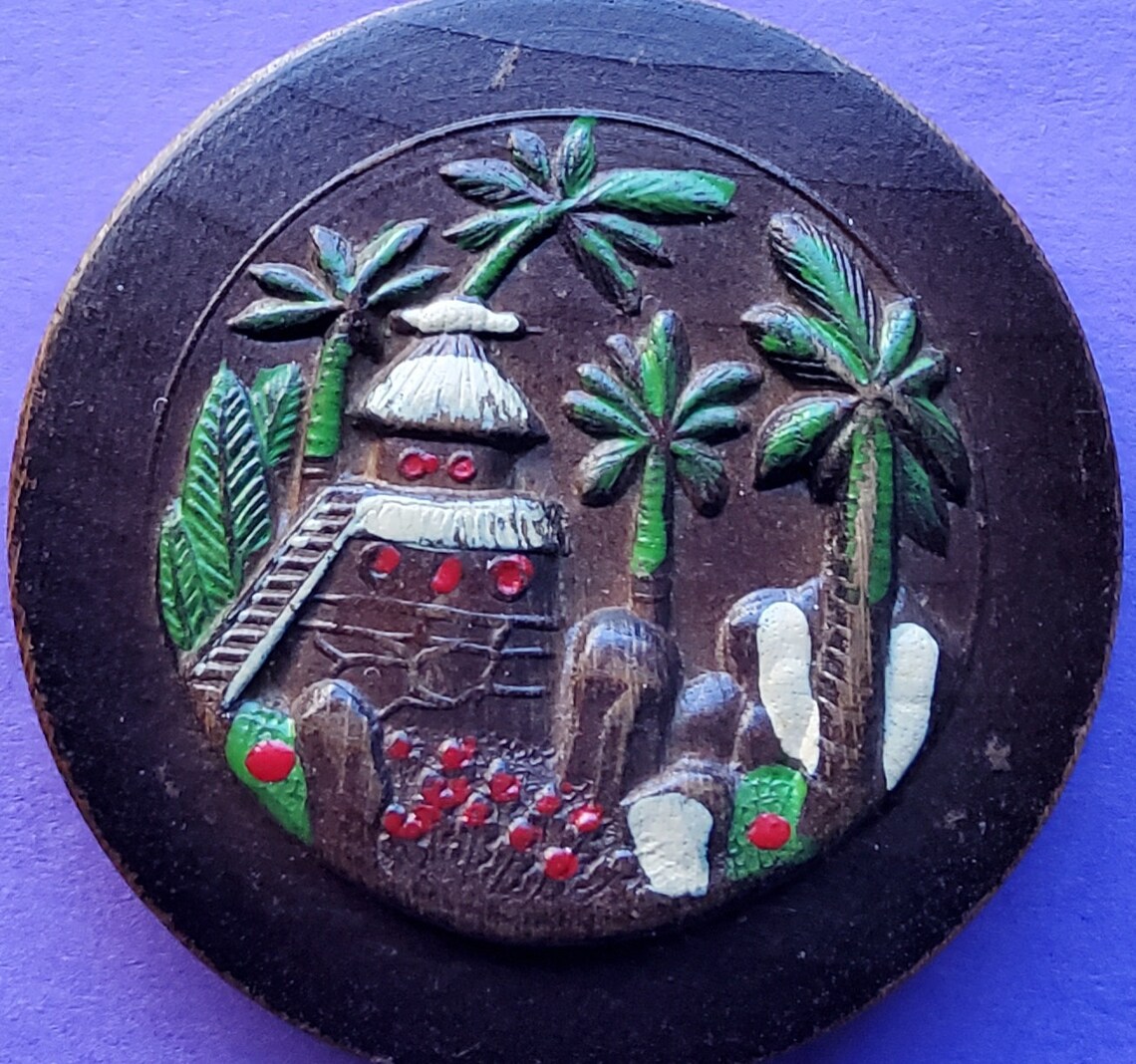 Vintage Large 1930's Finely Hand Painted Wooden Button. - Etsy