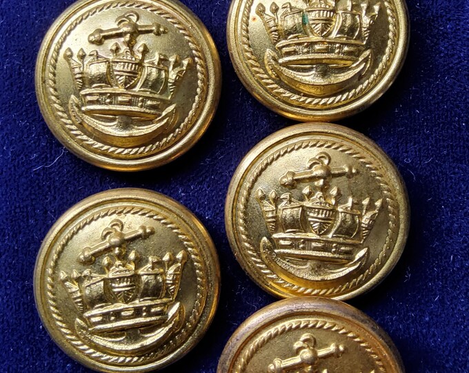 Vintage Set of Seven Large Merchant Navy Brass Uniform Buttons. - Etsy