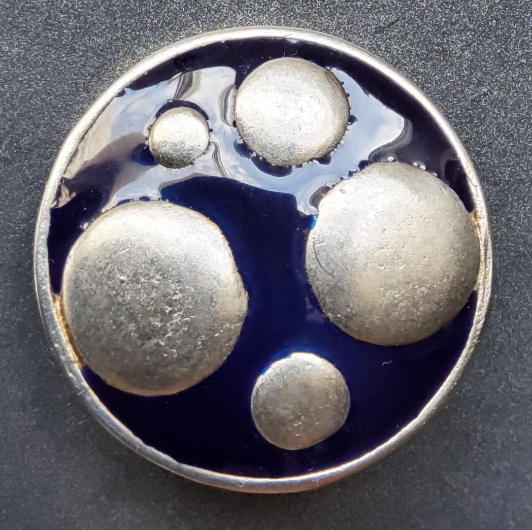 Vintage Large Dark Blue Enamel Metal Button. - Etsy