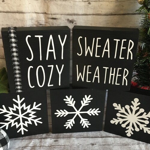 Winter Signs Cozy Sign Tiered Tray Decor Snowflakes Winter - Etsy