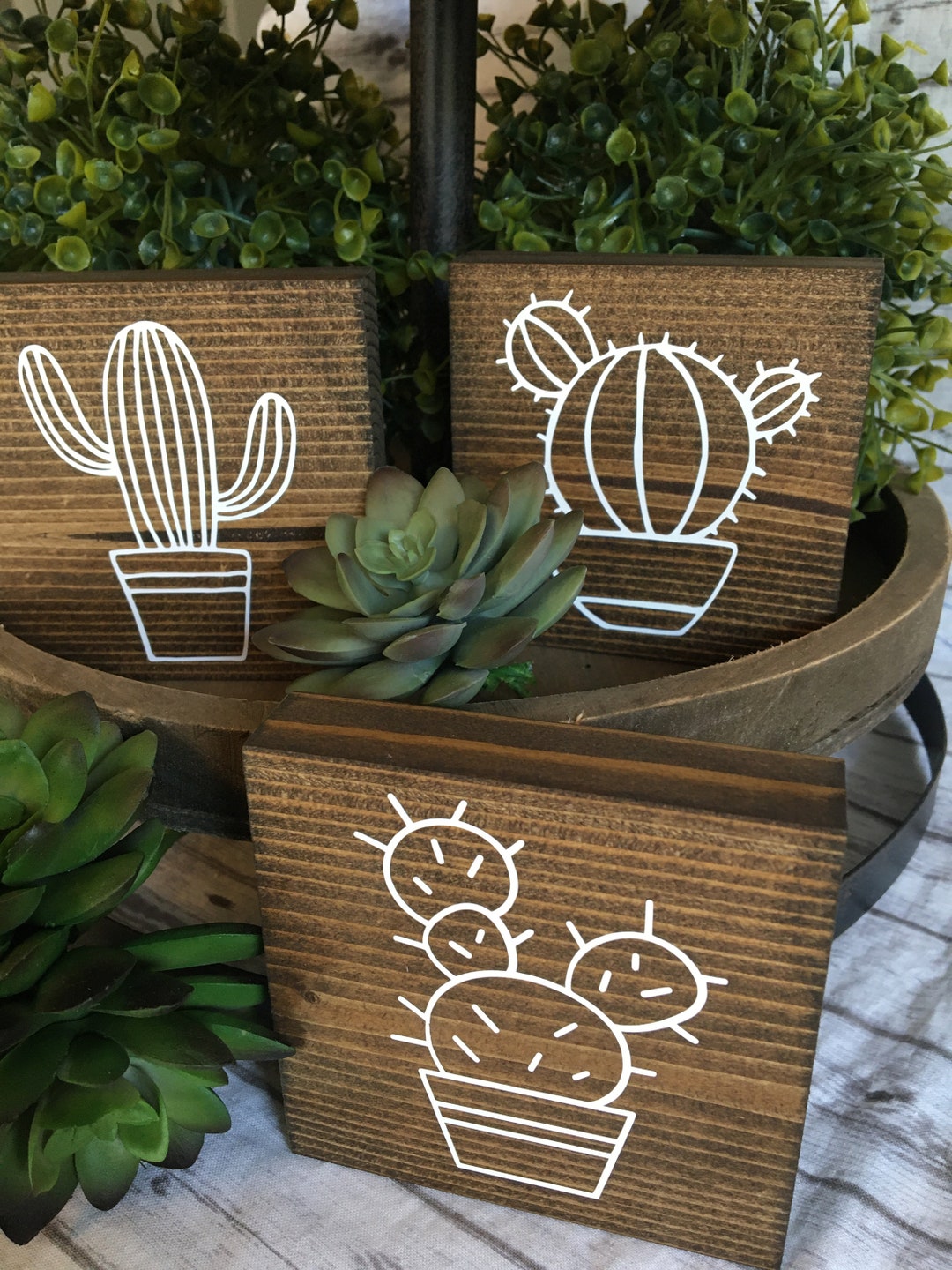 Cactus Mini Signs, Tiered Tray Decor, Cactus Decor - Etsy