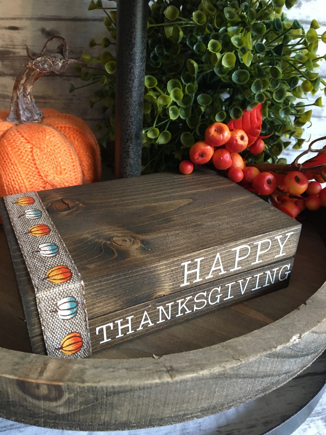 Happy Thanksgiving Mini Bookstack, Tiered Tray Decor, Thanksgiving ...