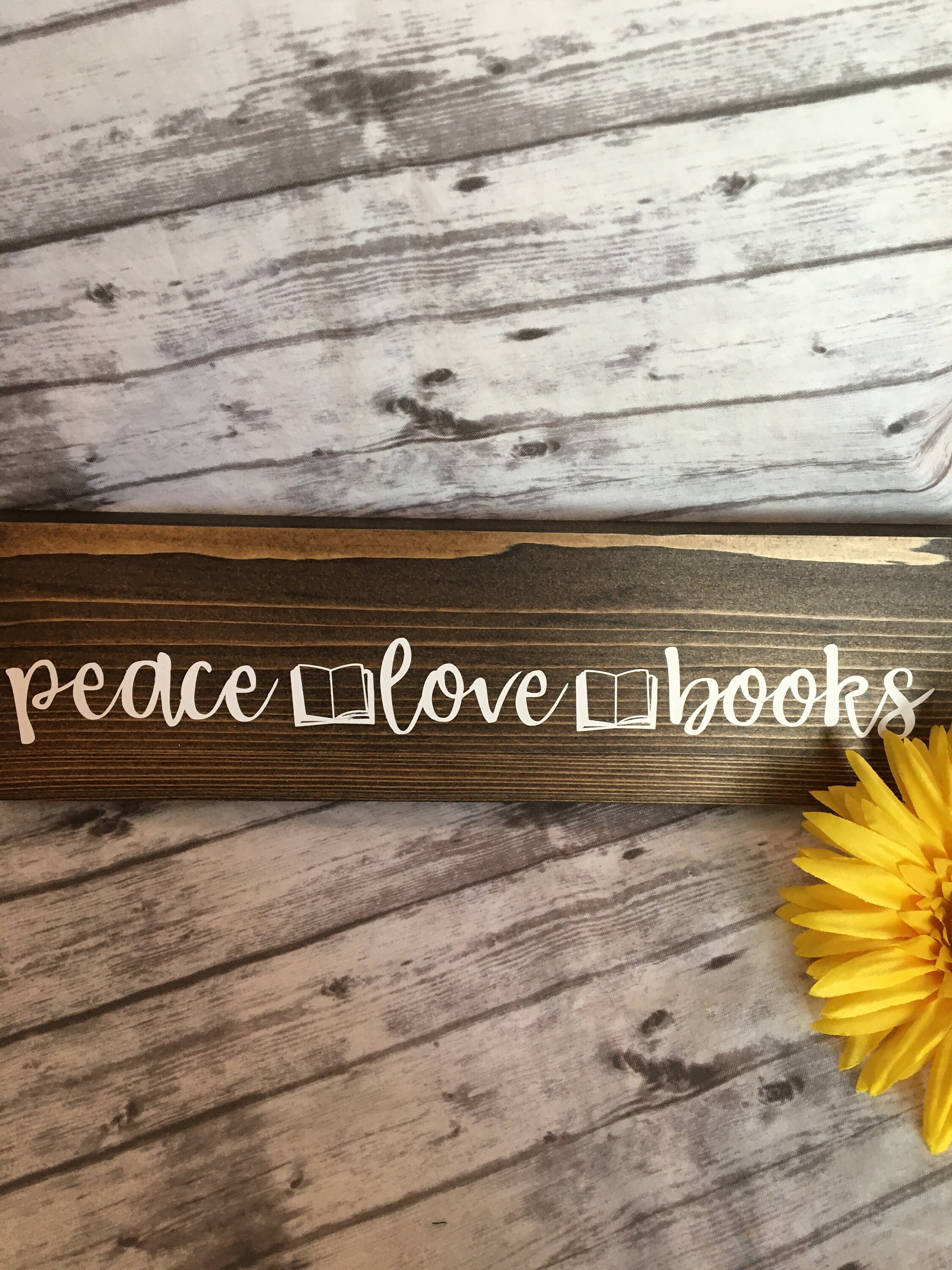 Peace Love Books Wood Sign, Library Decor, Gift for Bookworms, Home ...