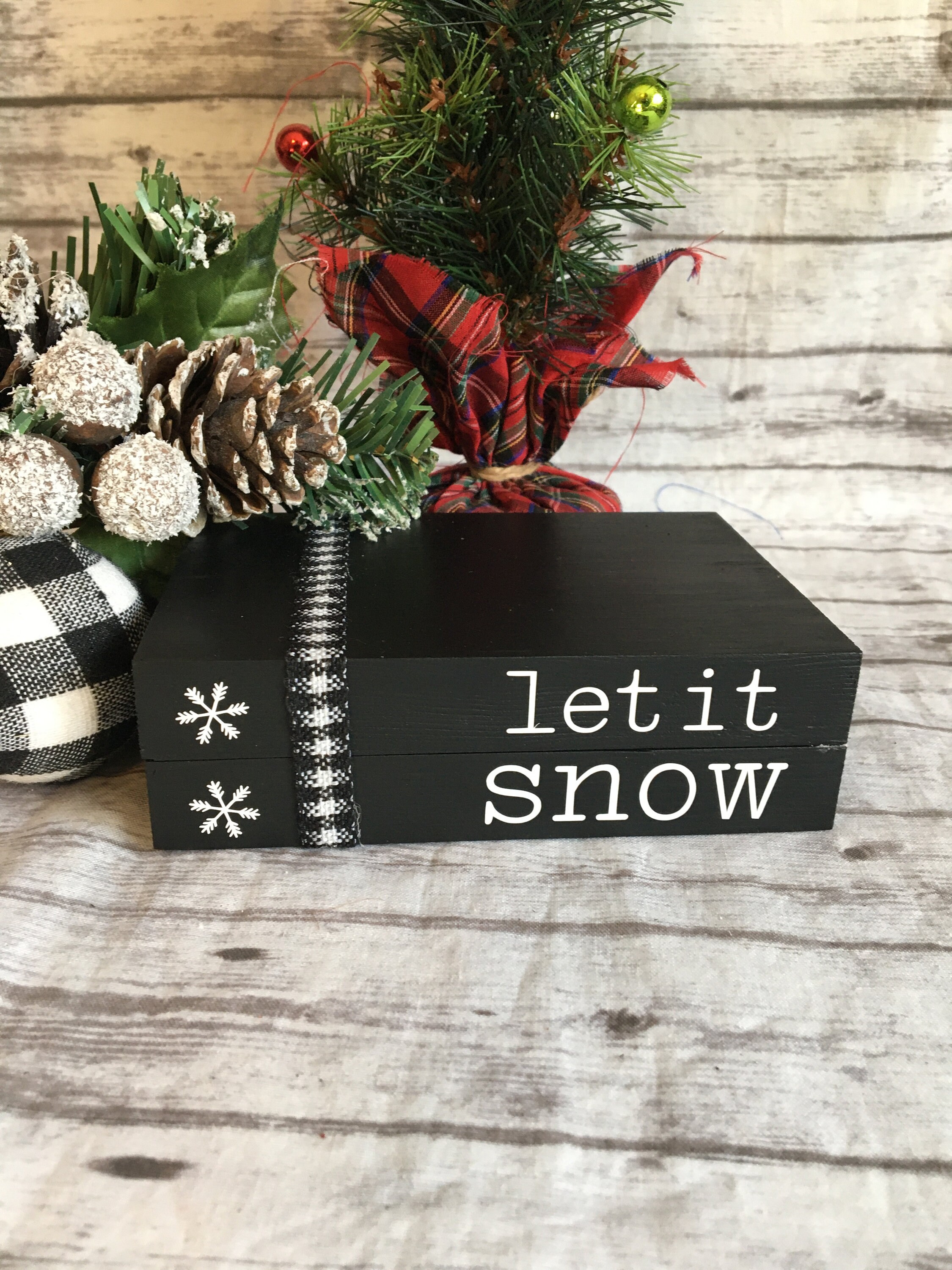 Let It Snow Mini Bookstack Tiered Tray Decor Winter Decor - Etsy