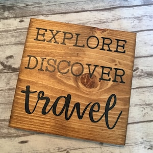 Explore Discover Travel Wood Sign, Travel Decor, RV Decor, Camper Decor ...