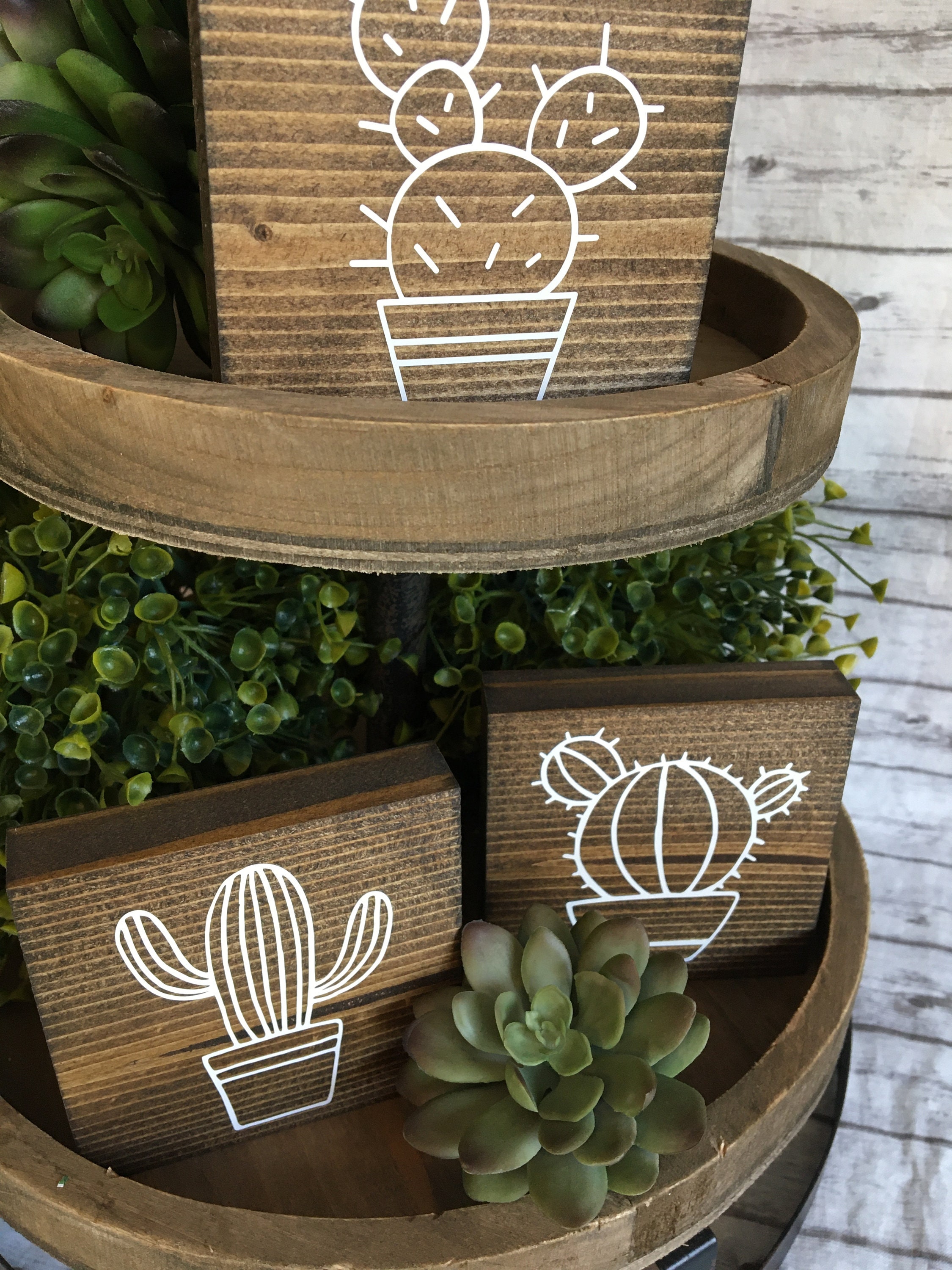Cactus Mini Signs, Tiered Tray Decor, Cactus Decor - Etsy