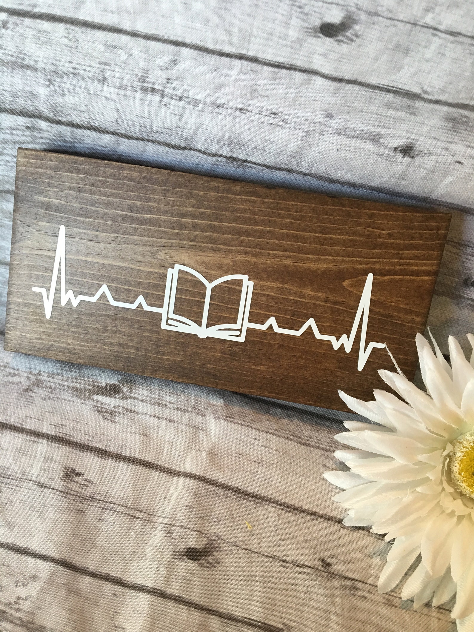 Book Heartbeat Wood Sign, Library Decor, Gift for Bookworms, Home Decor ...