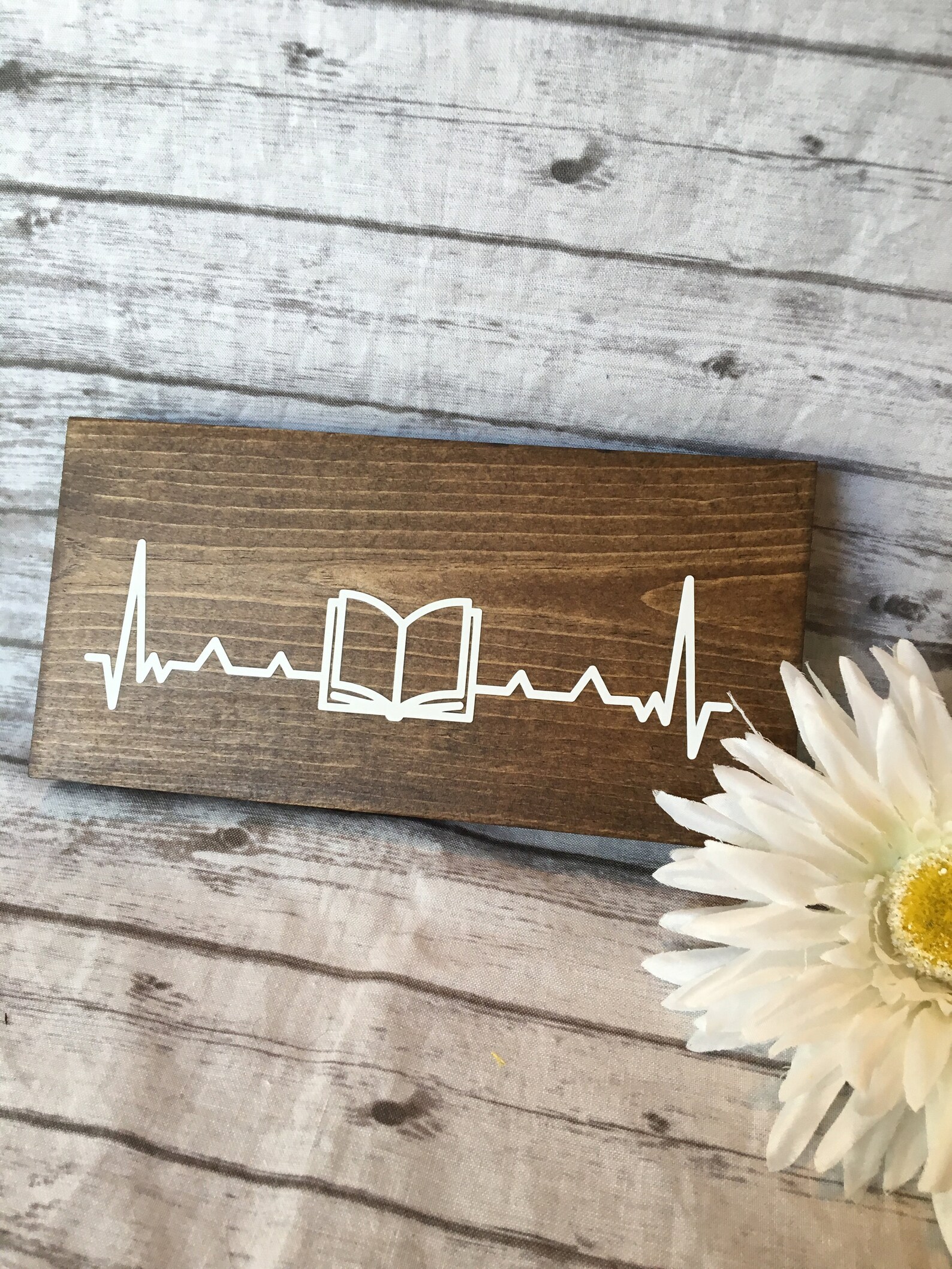 Book Heartbeat Wood Sign, Library Decor, Gift for Bookworms, Home Decor ...