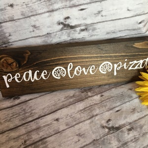 Peace Love Pizza Wood Sign, Pizza Sign, Kitchen Decor, Dining Room ...
