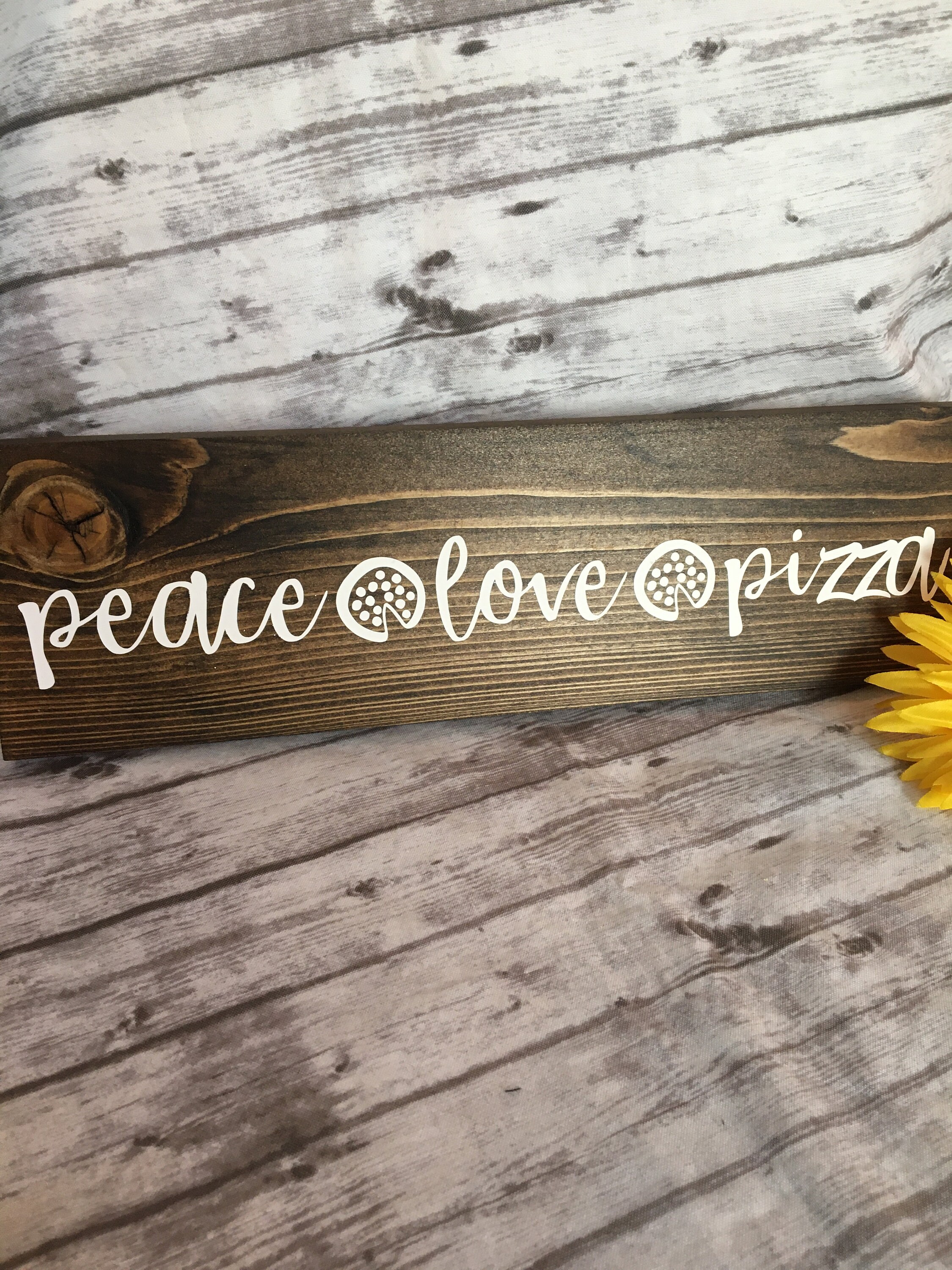 Peace Love Pizza Wood Sign Pizza Sign Kitchen Decor Dining | Etsy
